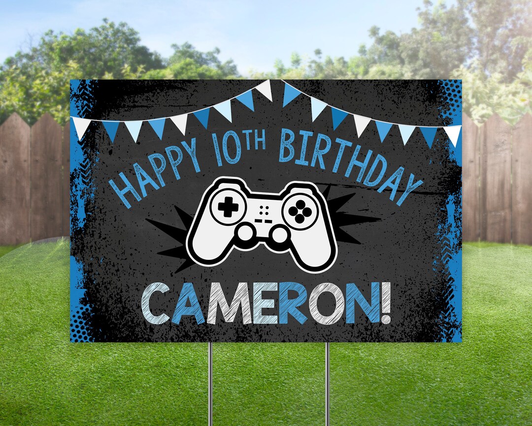 Video Game Birthday Yard Sign, Birthday Lawn Sign, Gamer Outdoor Banner ...