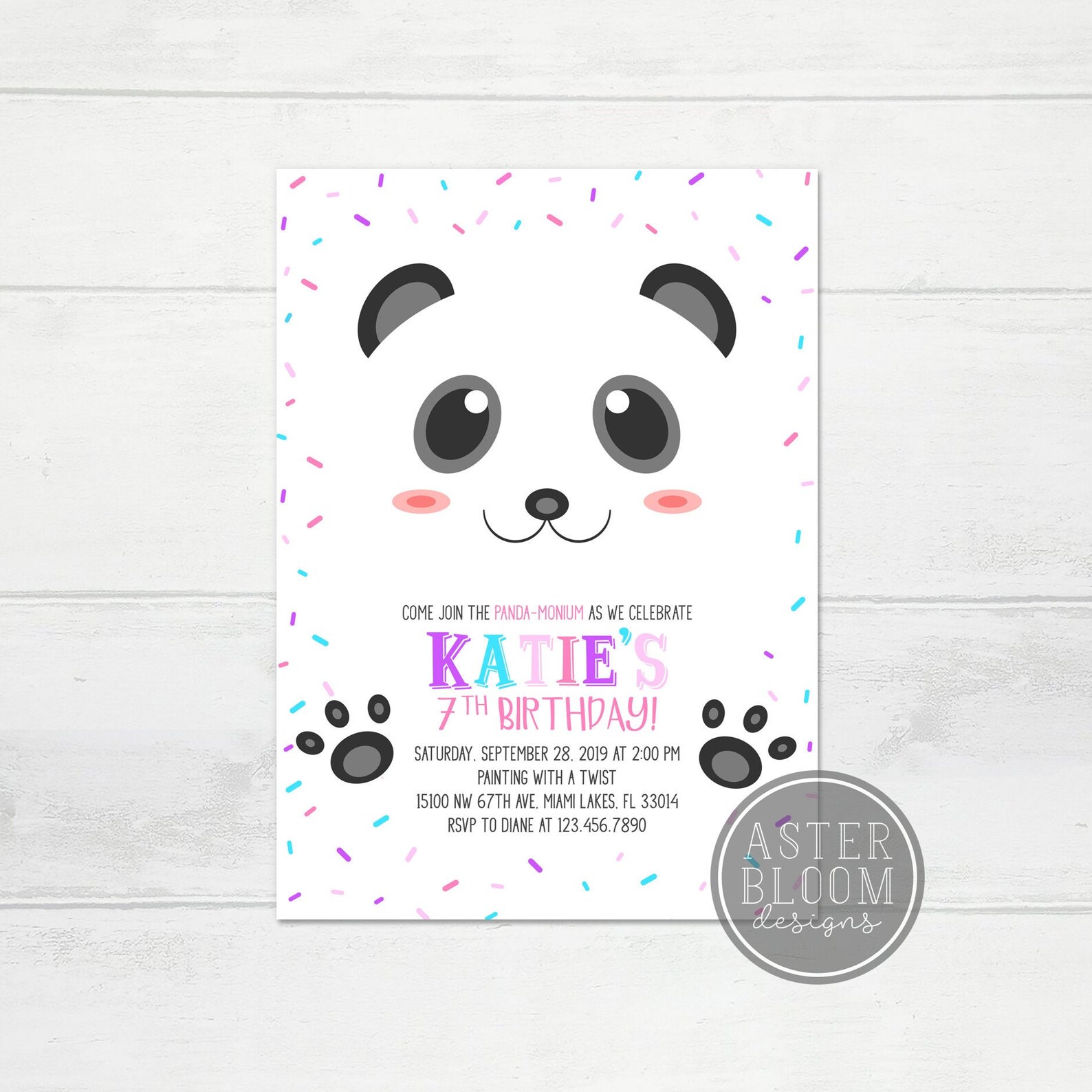 Panda Birthday Invitation Panda Party Invitations Bear - Etsy