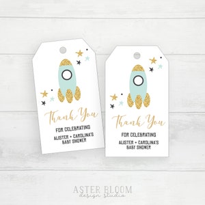 Space Baby Shower Favor Tags Rocket Gift Tags Spaceship Printable Favor ...