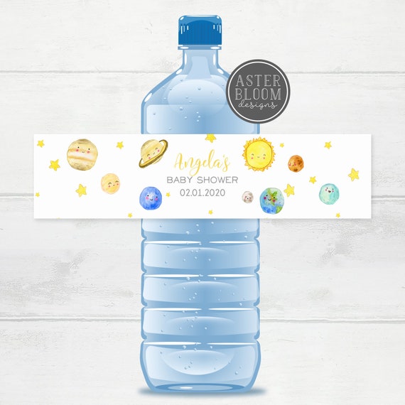 Space Baby Shower Water Bottle Labels Planet Water Labels Space Theme ...