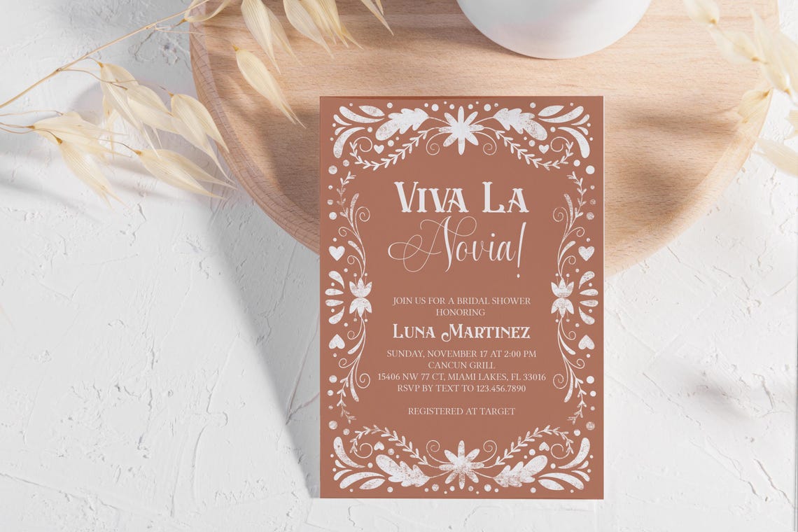 Viva La Novia Bridal Shower Invitation Mexican Talavera Wedding Invite ...