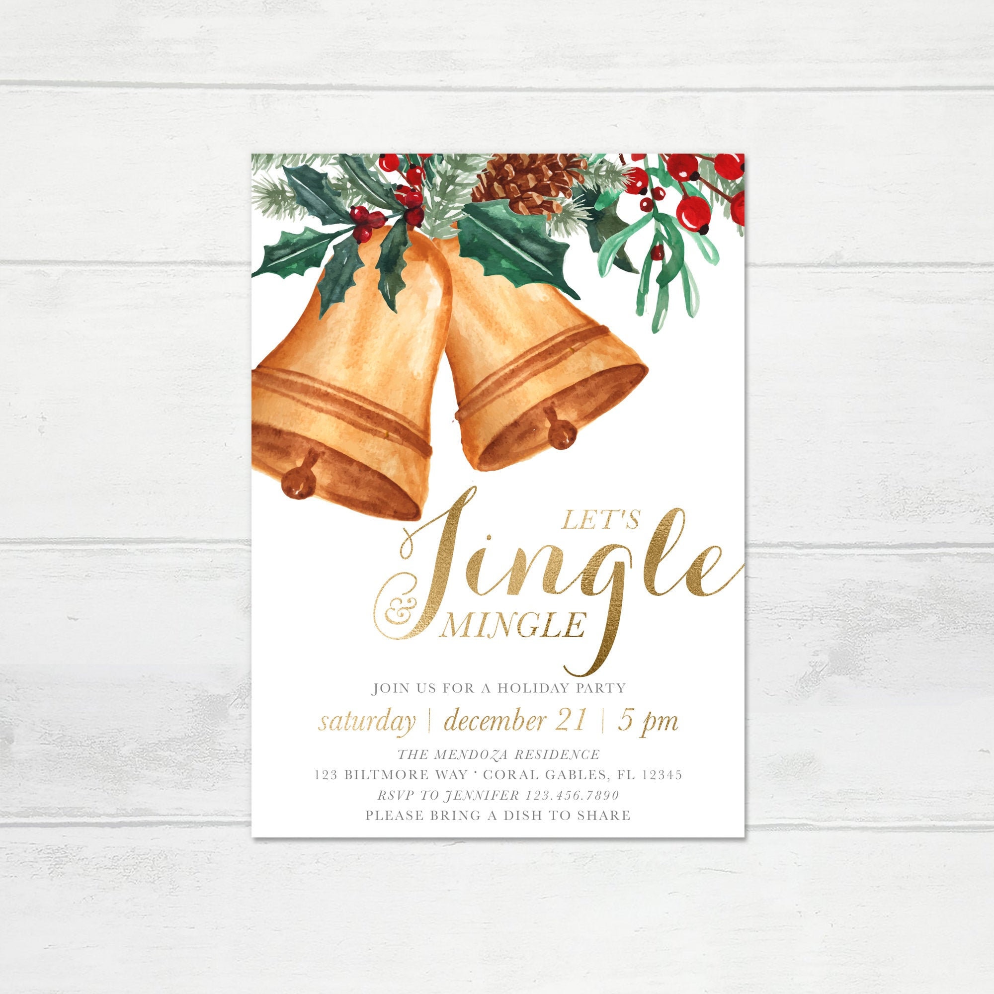 Christmas Party Invitation, Jingle & Mingle Invitation, Holiday Party ...