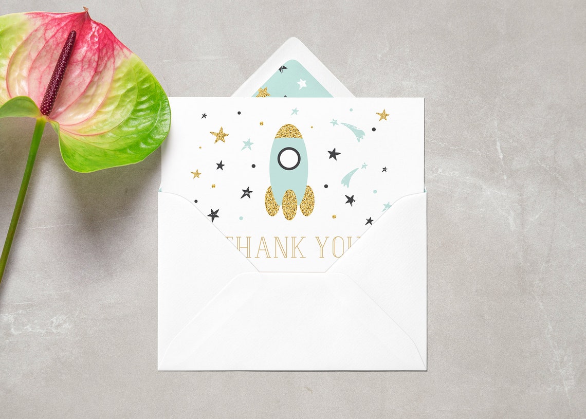 Space Thank You Card Rocket Card Space A2 Thank You Card - Etsy