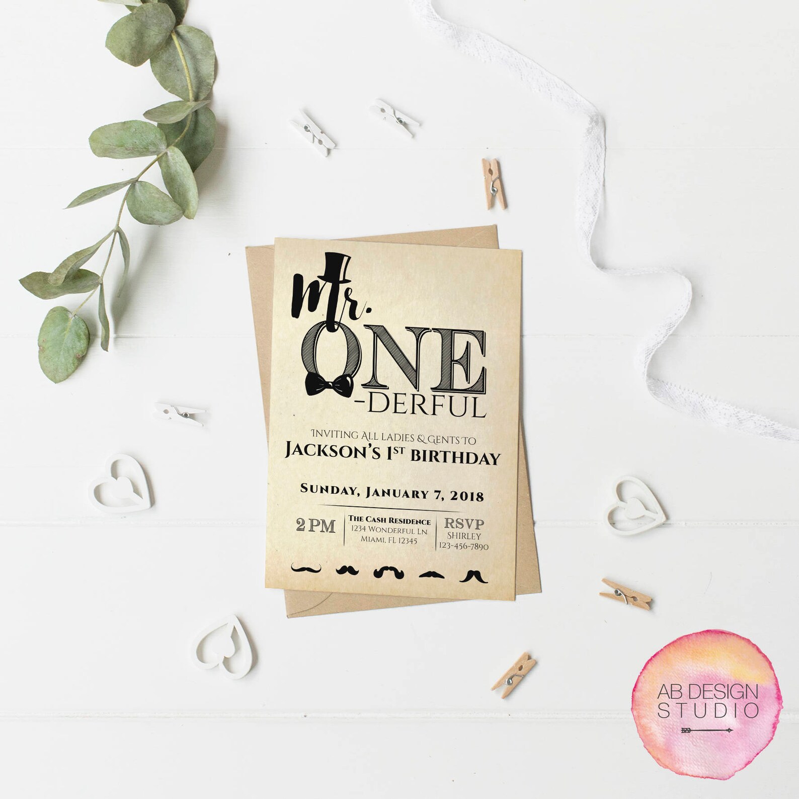 Mr One-derful Birthday Invitation Mr. Onederful Party Invite - Etsy