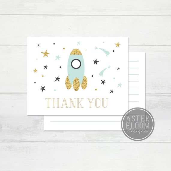 Space Thank You Card Rocket Card Space A2 Thank You Card | Etsy