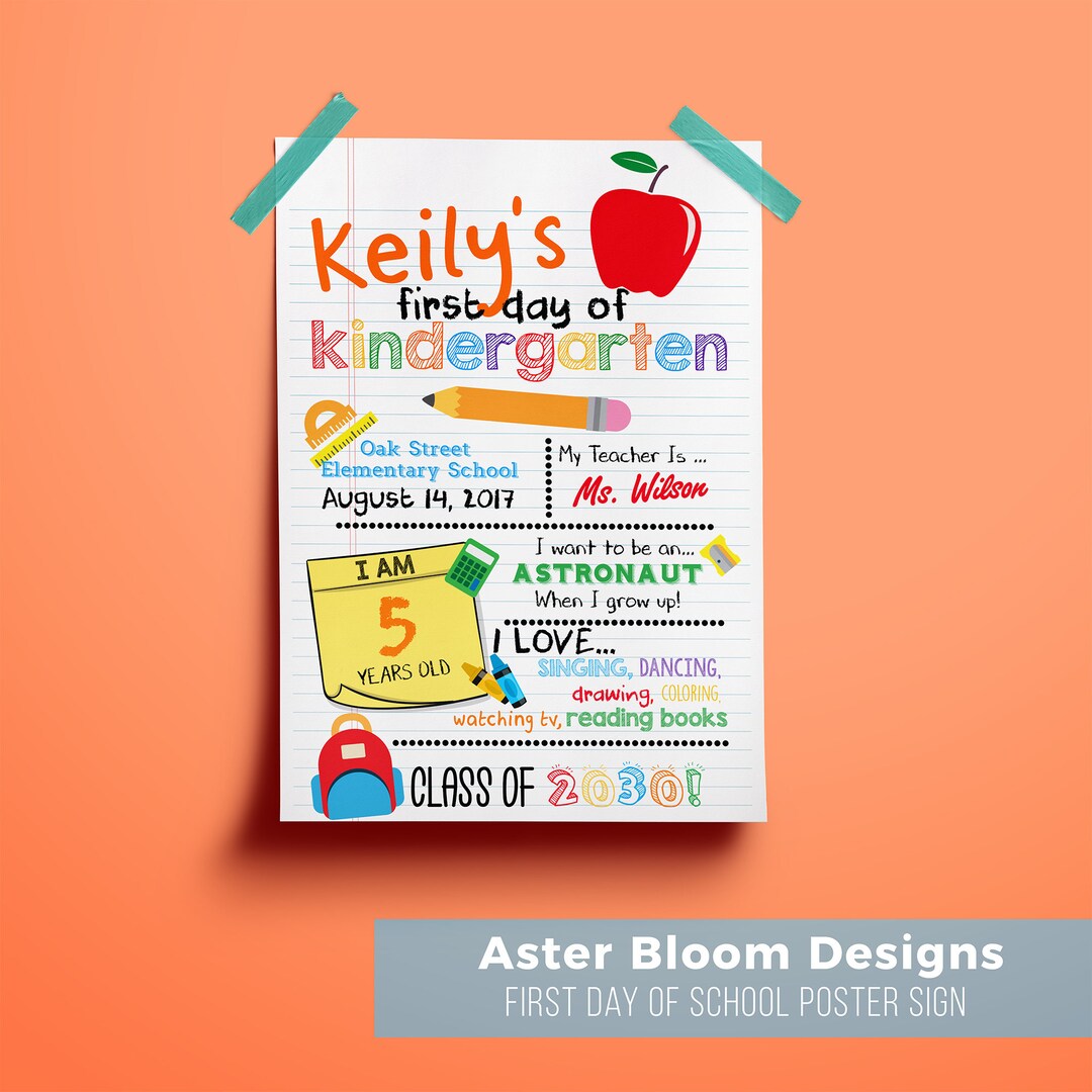 First Day of School Poster Back to School Sign Pre-school - Etsy