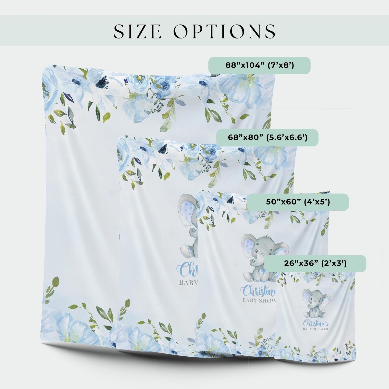 Elephant Baby Shower Backdrop Little Peanut Banner Baby Elephant ...