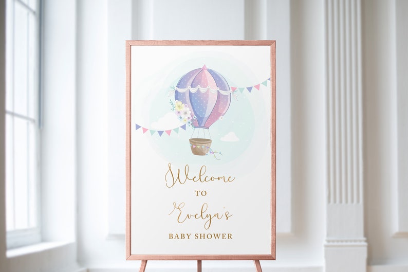 Hot Air Balloon Welcome Sign Up up and Away Birthday Sign Hot - Etsy