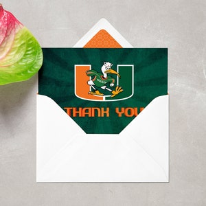 UM Thank You Card - University of Miami Card - Canes A2 Thank You Card ...