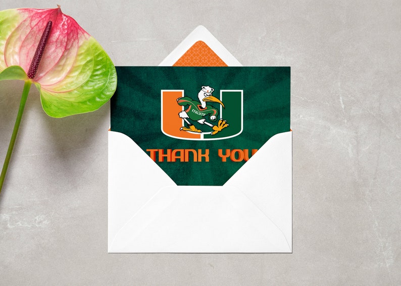 UM Thank You Card - University of Miami Card - Canes A2 Thank You Card ...