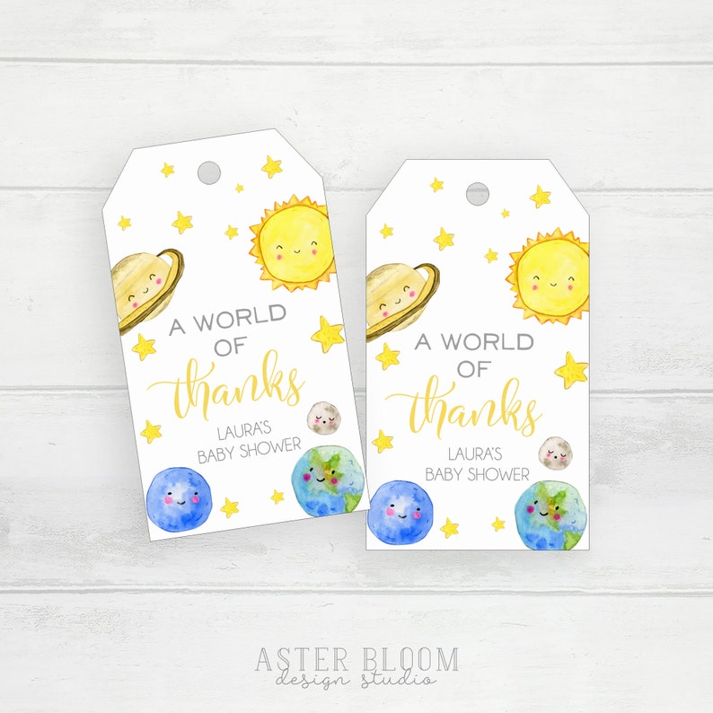 Space Baby Shower Favor Tags Planet Gift Tags Solar System | Etsy