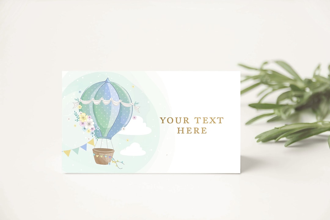 Hot Air Balloon Food Tent Cards Template Baby Shower Place Cards ...