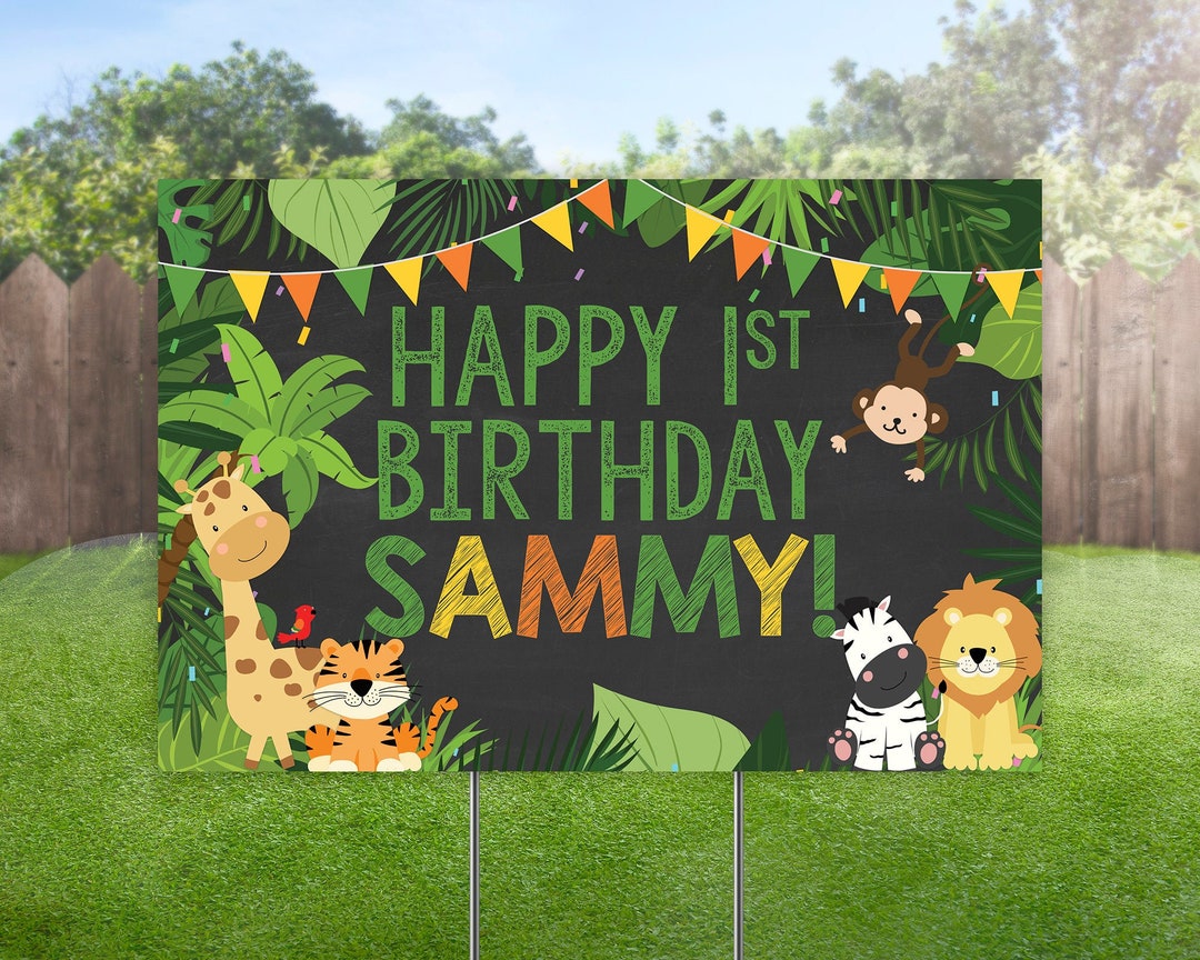 Safari Yard Sign Jungle Welcome Sign Animal Outdoor Banner Birthday ...