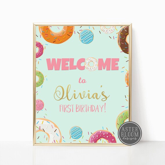 Donut Grow Up Welcome Sign, Donut Birthday Sign, Donut 1st Birthday ...