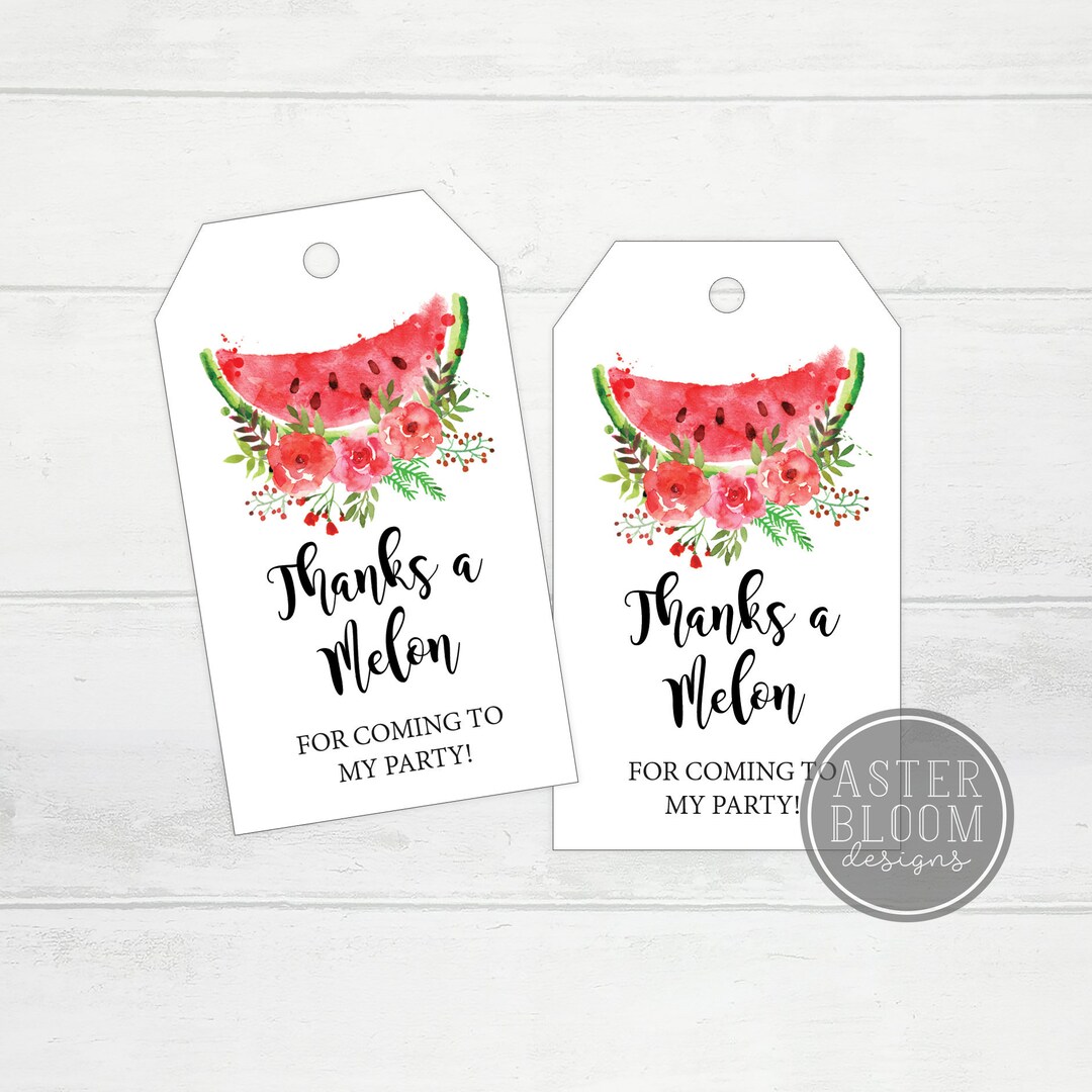 Watermelon Favor Tags, Watermelon Party Tags, One in a Melon Printable ...