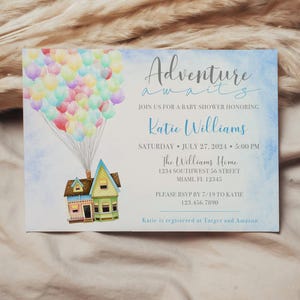 UP Baby Shower Invitation Bundle Adventure Awaits Invite Template Set ...