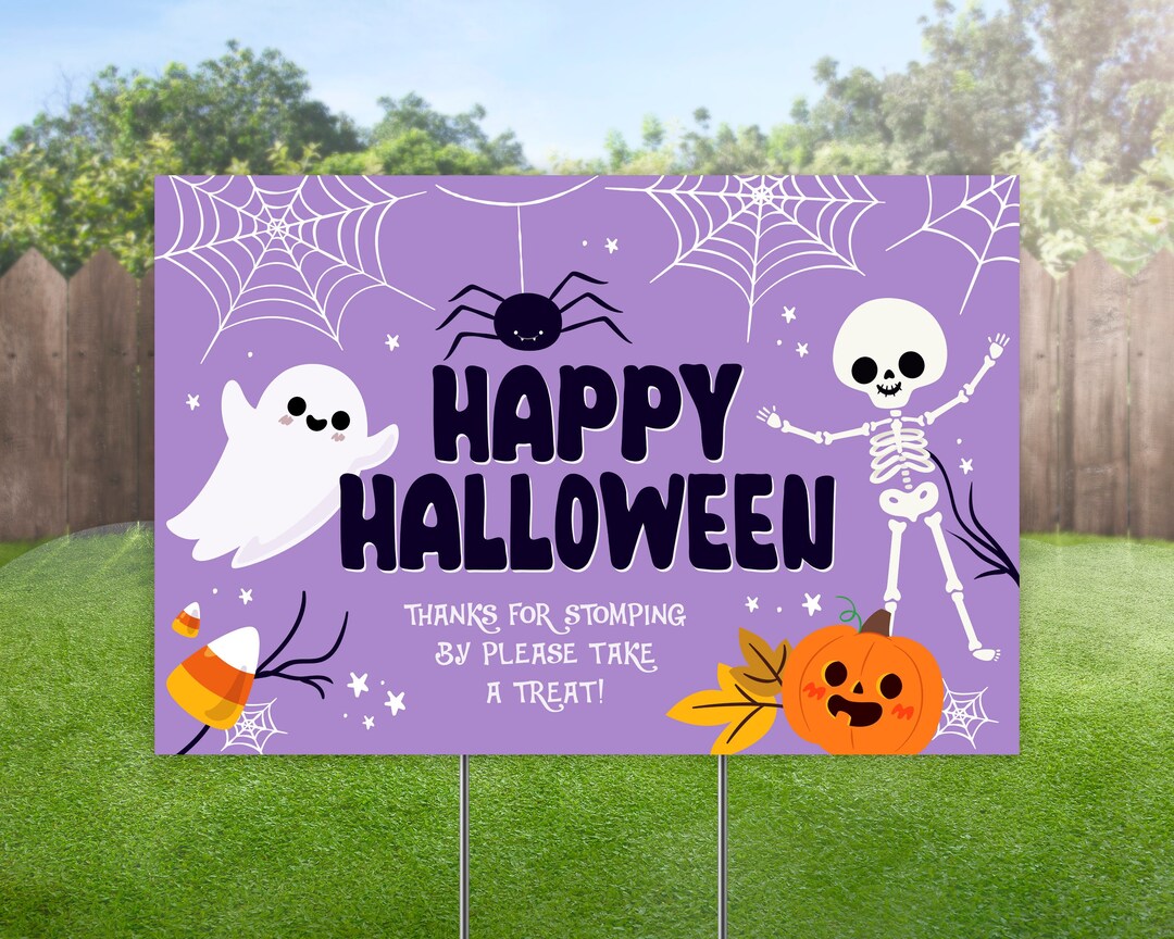 Halloween Sign, Trick or Treat Yard Sign, Halloween Outdoor Banner ...