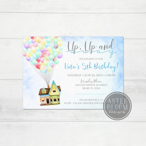 UP Birthday Party Invitation UP Invite Balloon House Party - Etsy