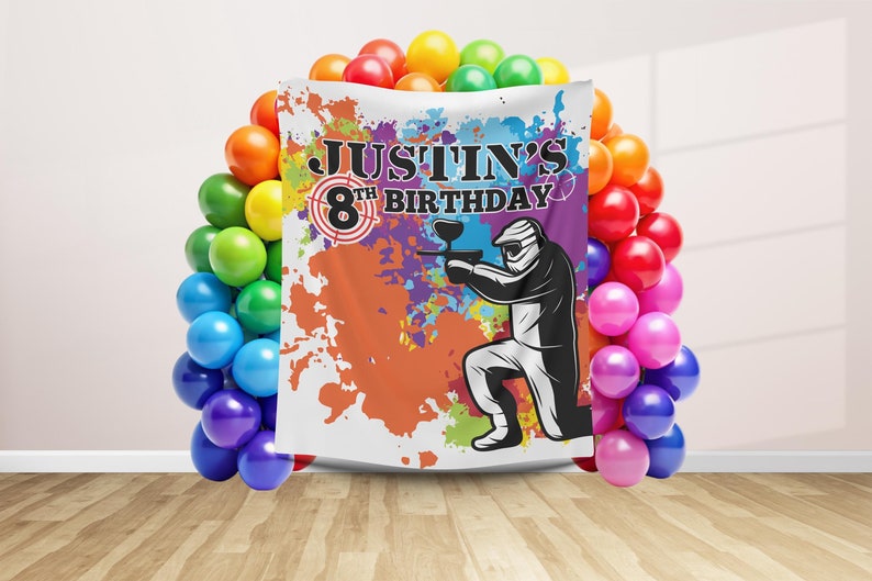 Paintball Birthday Party Backdrop, Color War Party Banner, Paint Party ...