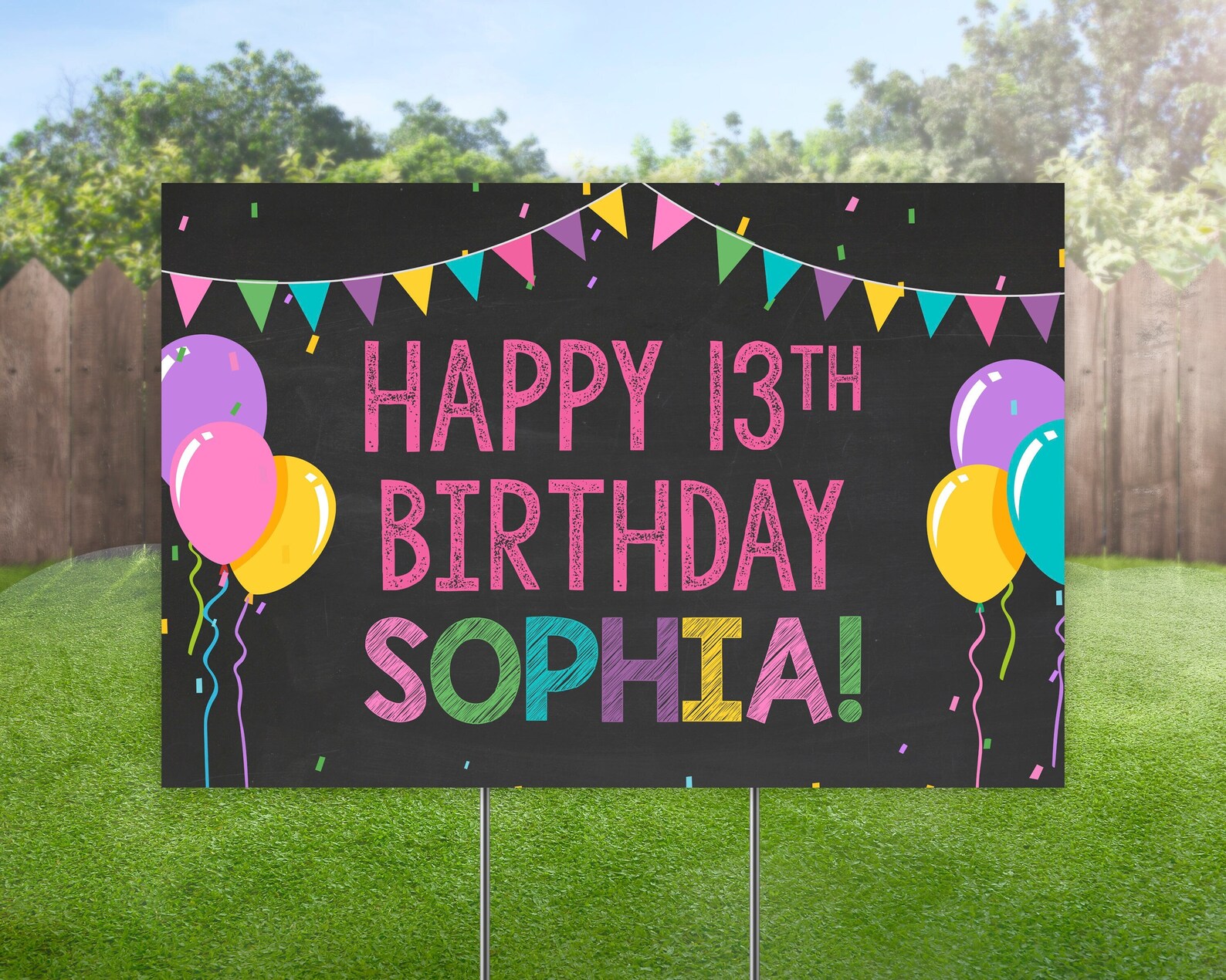 Birthday Yard Sign Happy Birthday Sign Pink Outdoor Banner | Etsy