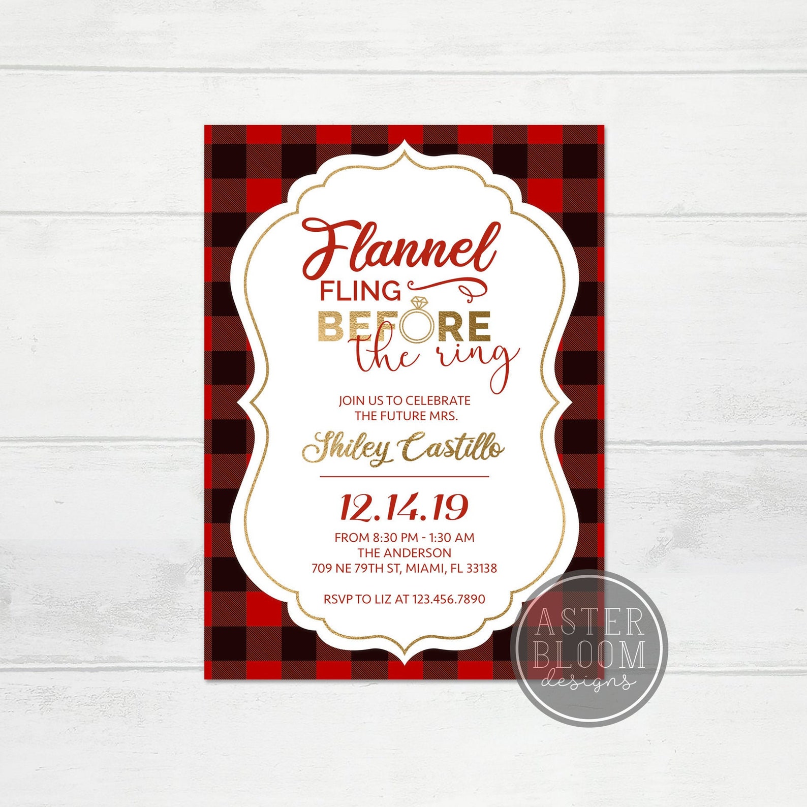 Flannel Invitation Flannel Fling Before the Ring Plaid | Etsy