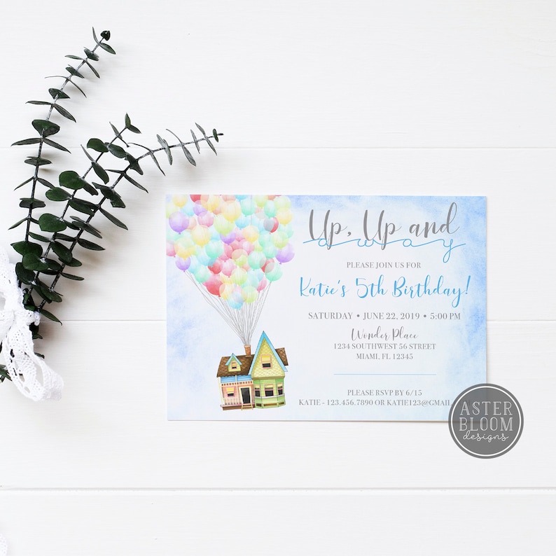 UP Birthday Party Invitation UP Invite Balloon House Party | Etsy