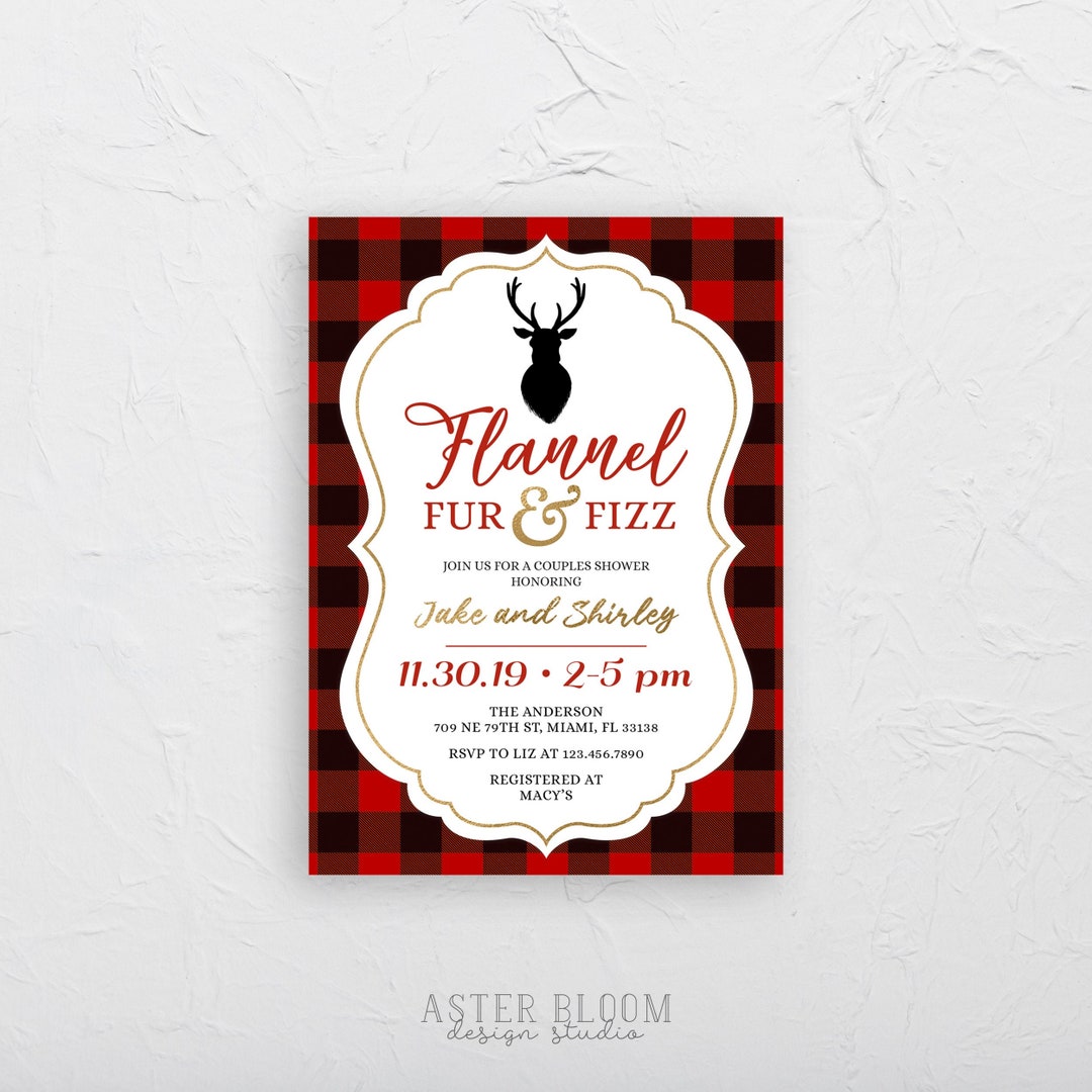 Flannel and Fizz Invitation, Flannel Bridal Shower Invite, Buffalo ...