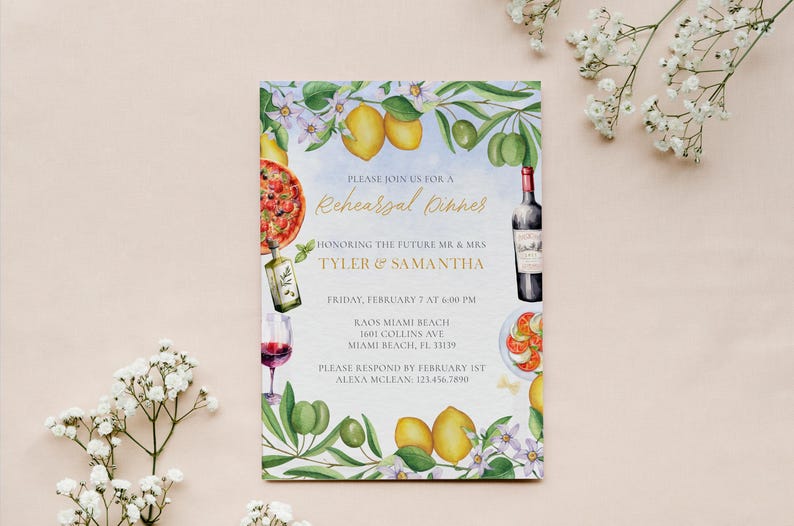 Italian Rehearsal Dinner Invitation Italy Theme Engagement Invite ...