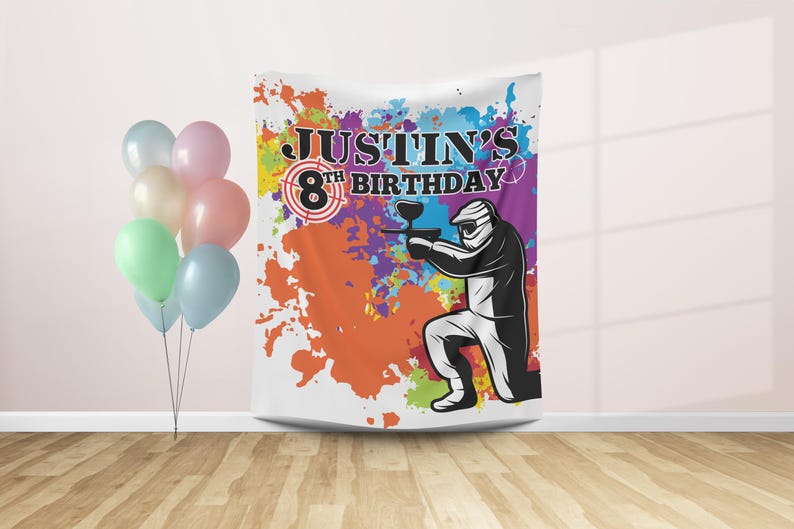 Paintball Birthday Party Backdrop, Color War Party Banner, Paint Party ...