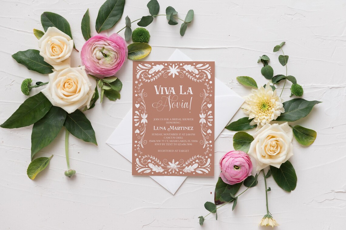 Viva La Novia Bridal Shower Invitation Mexican Talavera Wedding Invite ...