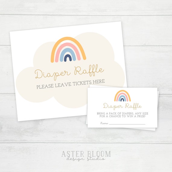 Rainbow Baby Shower Diaper Raffle Ticket, Modern Rainbow Diaper Raffle ...