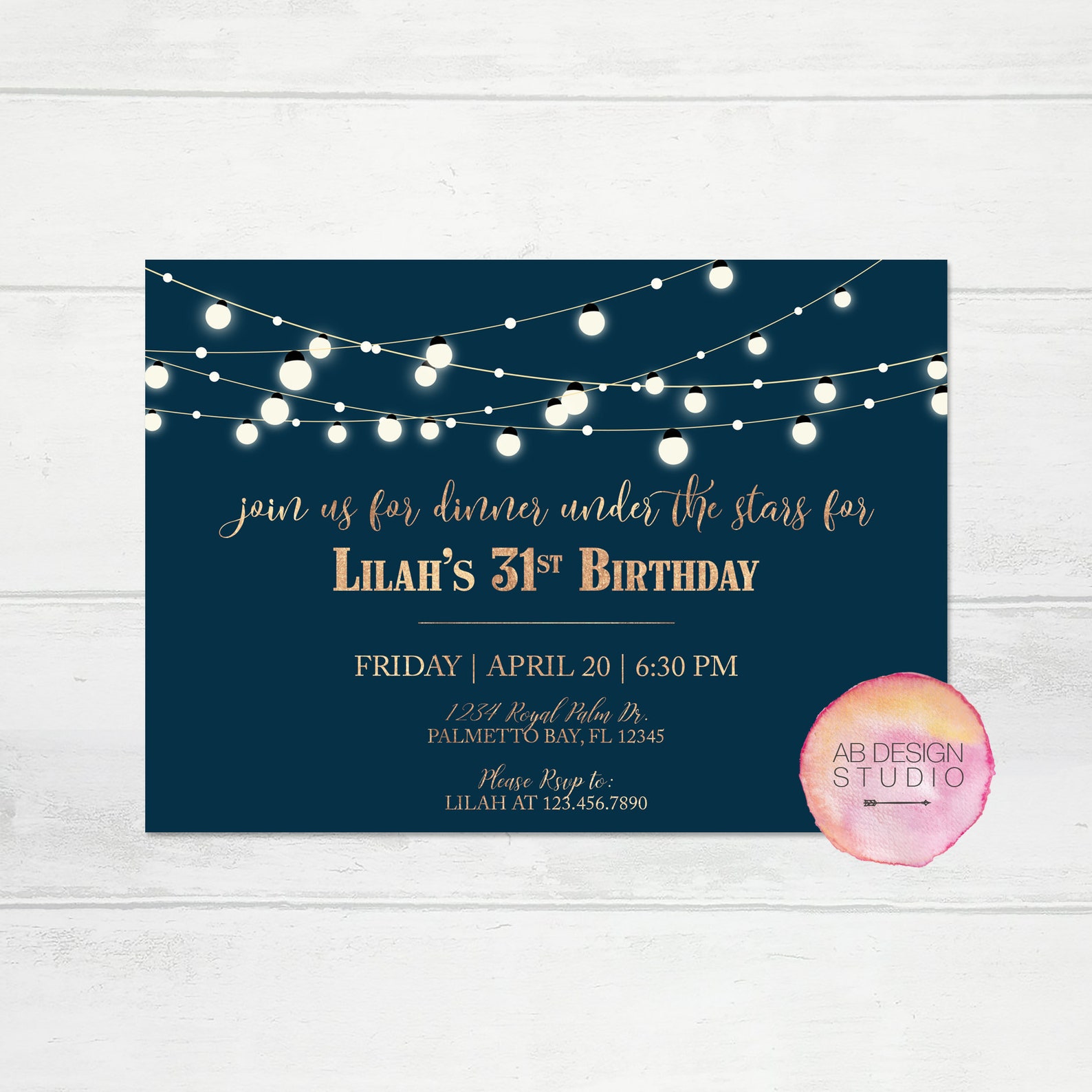 String Lights Birthday Invitation Backyard Barbecue Invite | Etsy