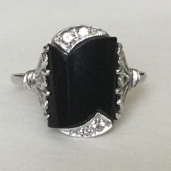 Art Deco Onyx Ring - Etsy