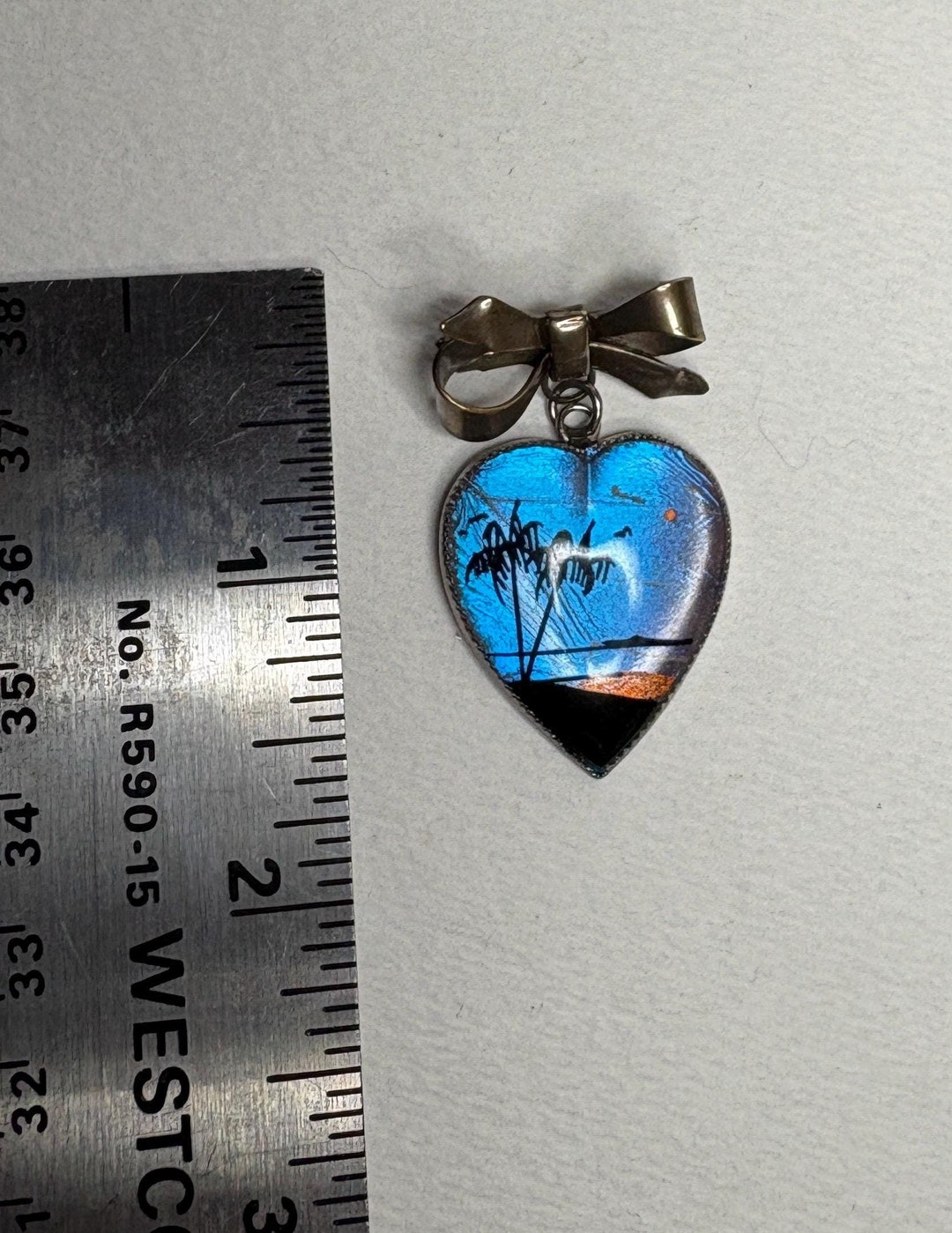 Antique Morpho Butterfly Heart Bow Brooch Pin - Etsy