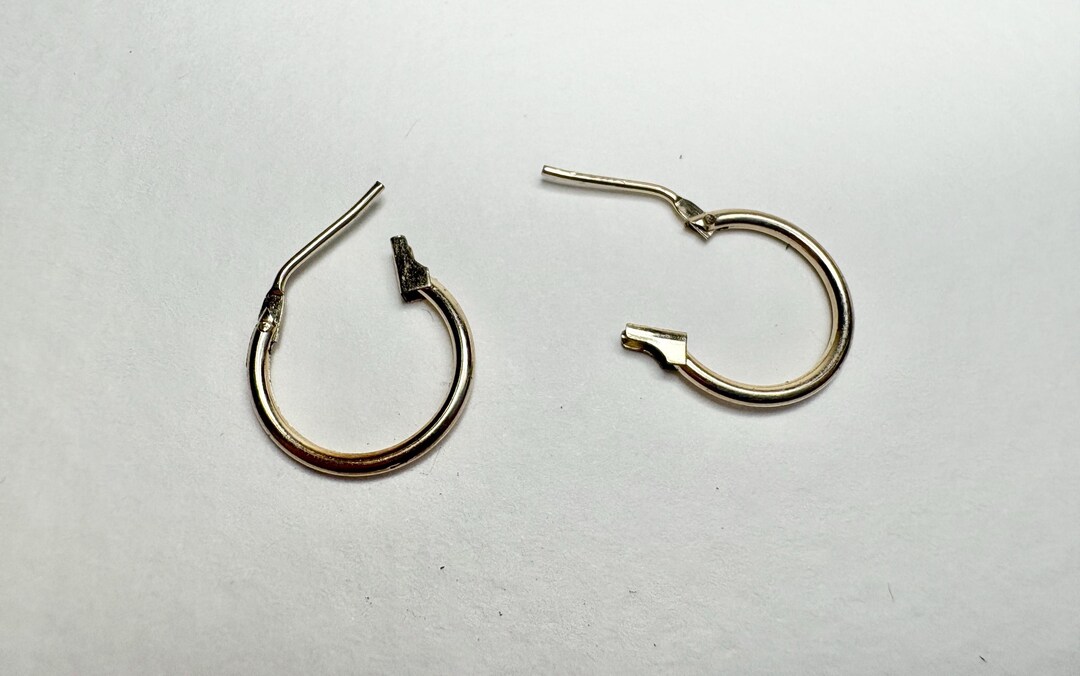 Solid 14k Gold Simple 14mm Hoop Earrings - Etsy