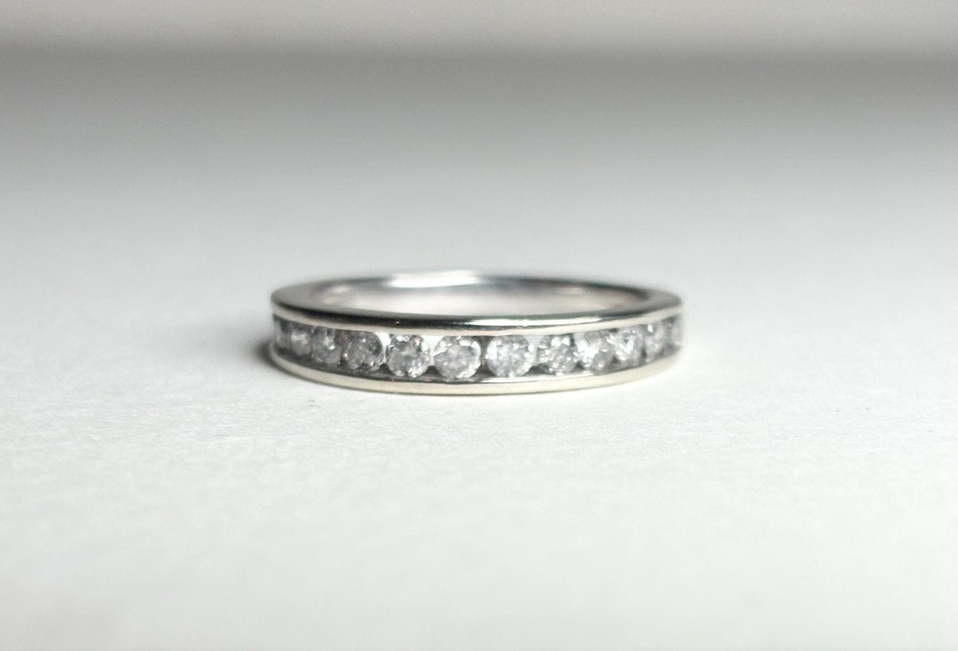 Natural Diamond Channel Set Anniversary Style Stackable Band Ring in ...