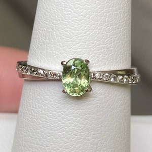 Grossular Andradite Mali Garnet and Diamond Crossover Band Ring in ...