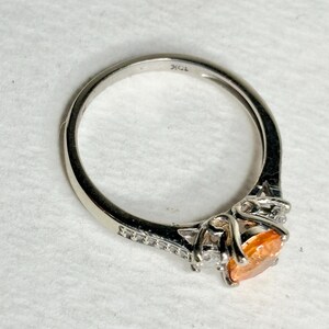 Fanta Orange Spessarite Garnet and Natural Diamond Ring Solid 10k White ...