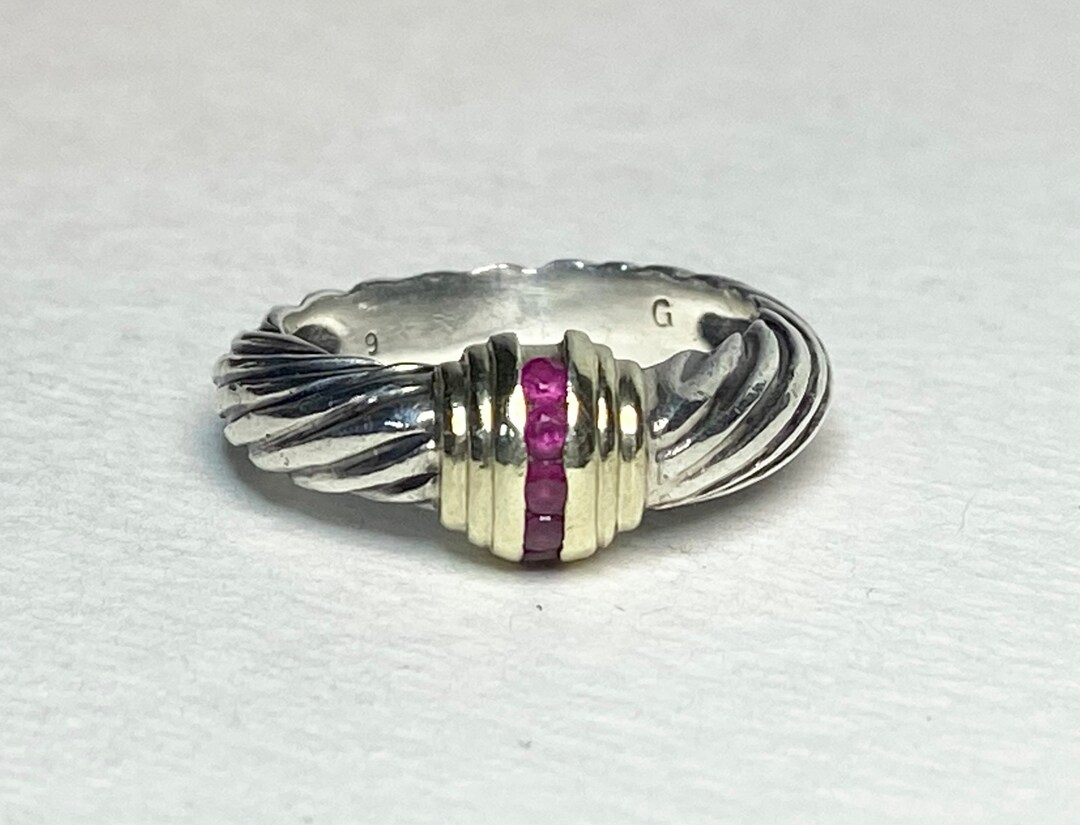 Vintage David Yurman Ruby Rope Ring in Solid 14k Gold and Sterling ...