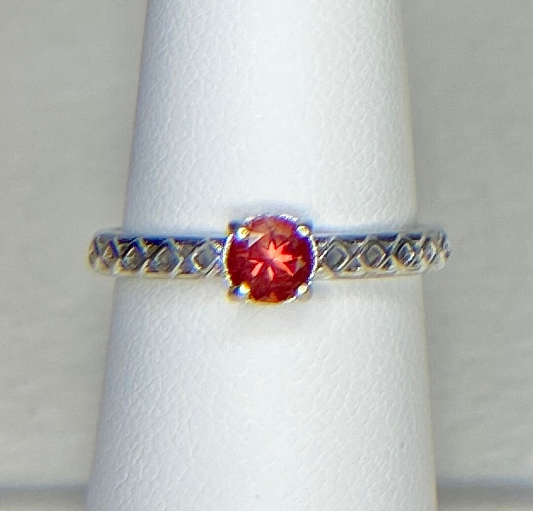 Light Red Oregon Sunstone Diamond Trellis Ring Sterling Silver Size 6 ...