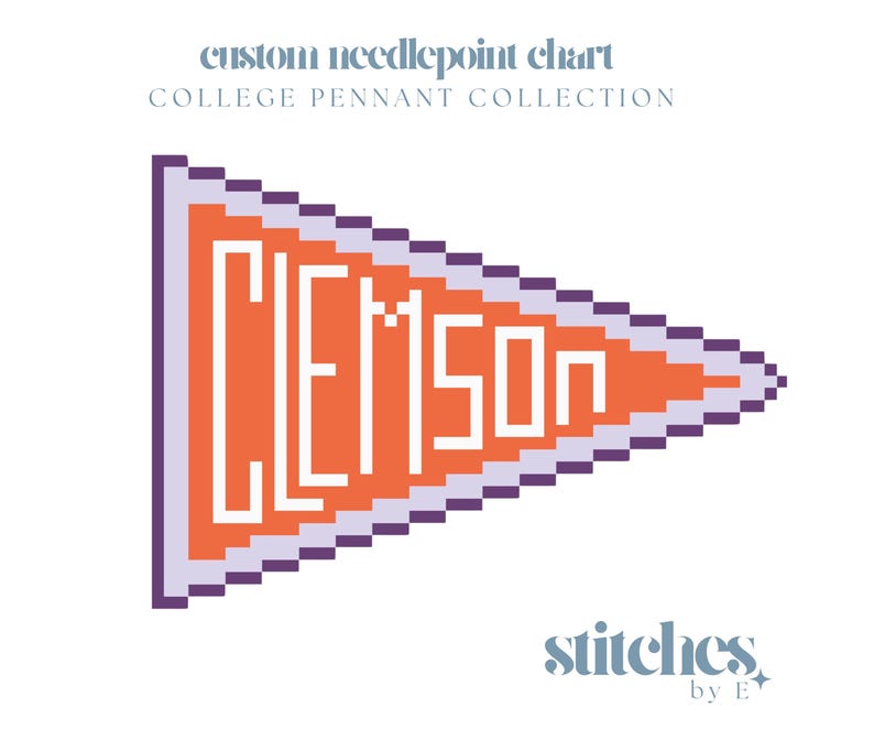 Clemson Pennant - Digital Needlepoint Chart - Etsy