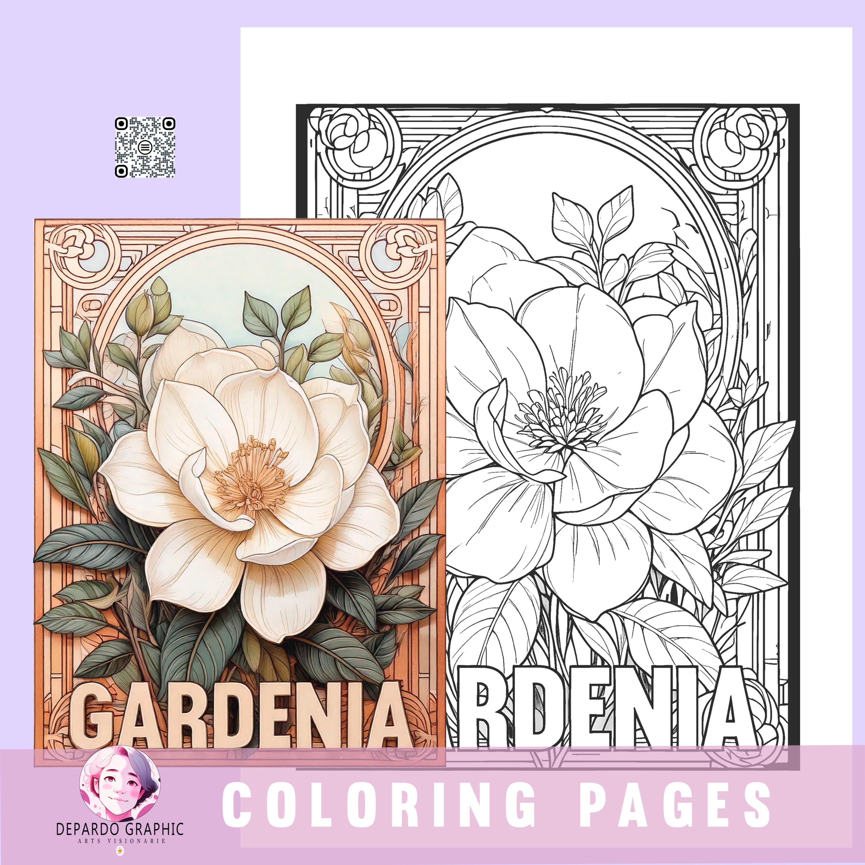 Over 100 Vintage Flower Coloring Pages - Printable Floral Line Art for ...