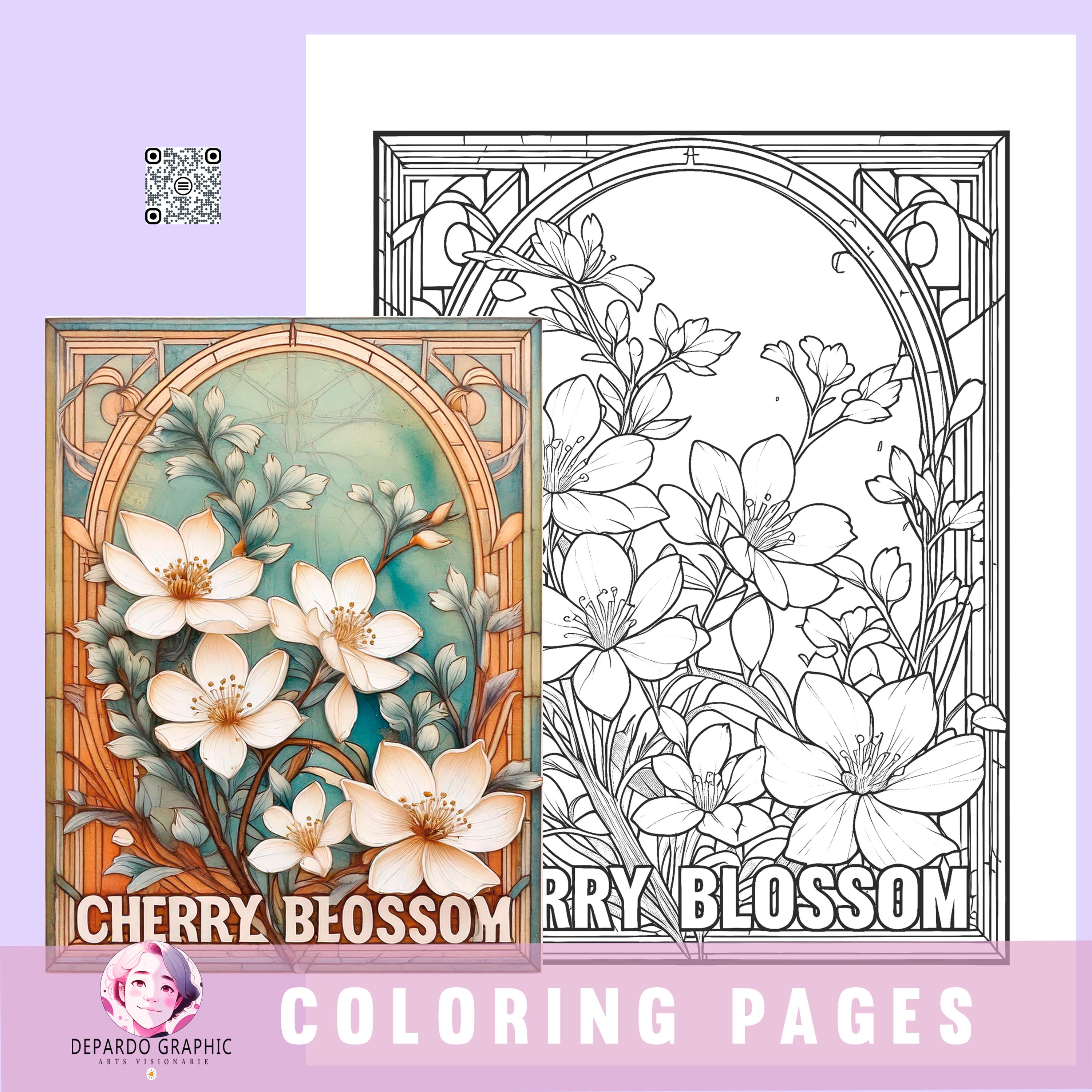 Over 100 Vintage Flower Coloring Pages - Printable Floral Line Art for ...