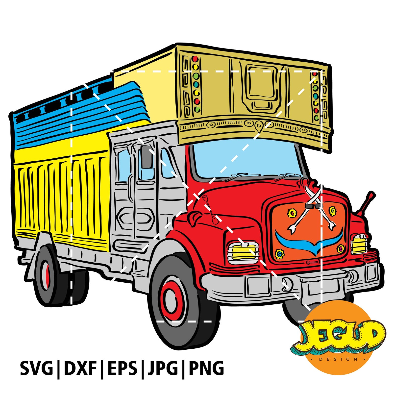 Traditional Indian Truck Vehicle Vector Illustration - Etsy