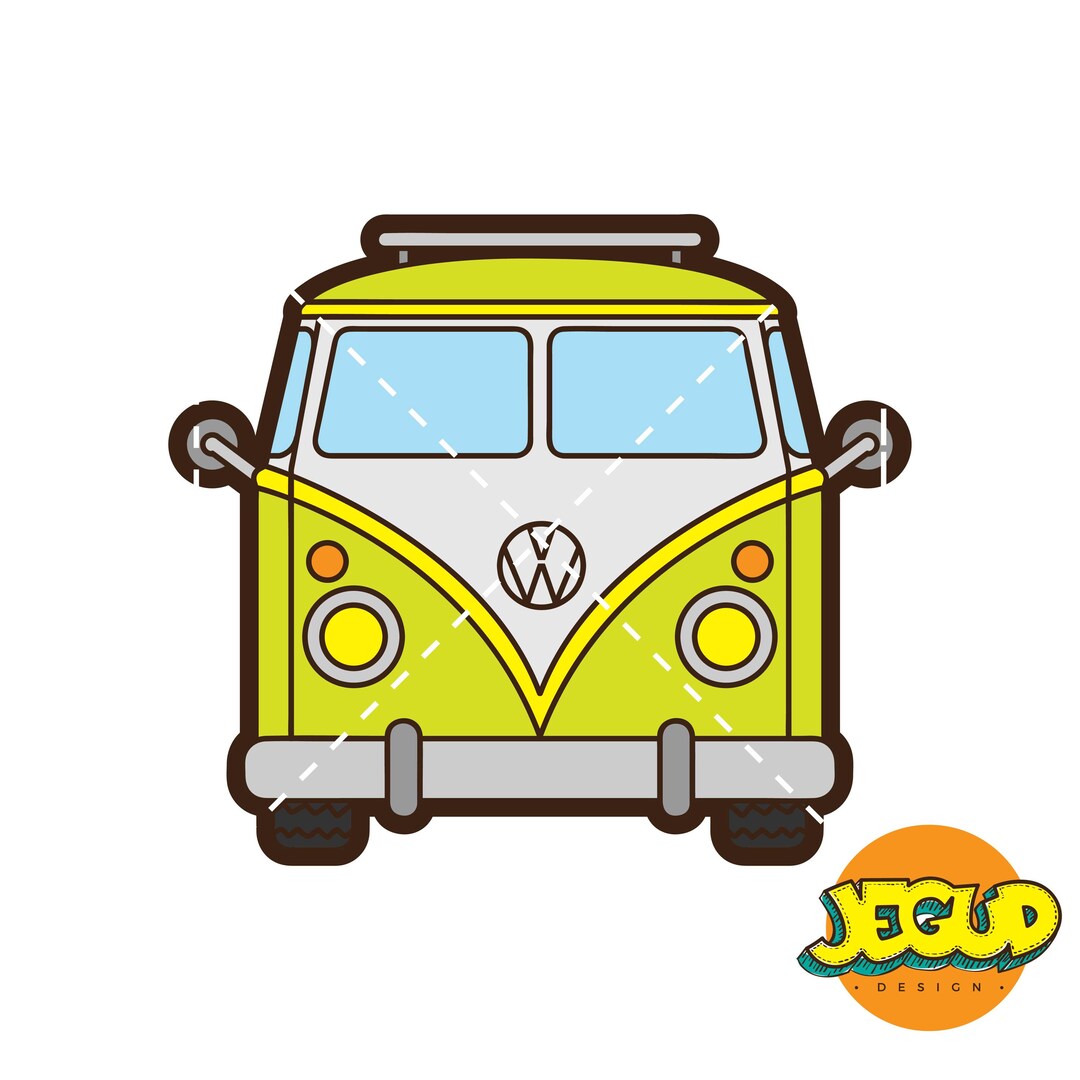 Ilustración vectorial de un VW Combi - Etsy México