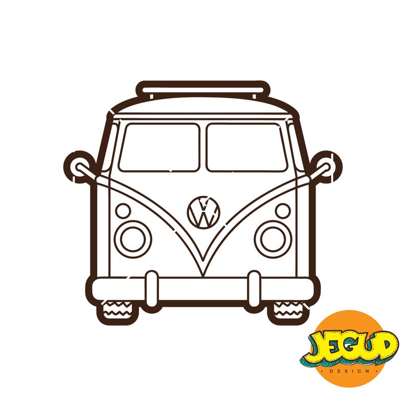 Ilustración vectorial de un VW Combi - Etsy México