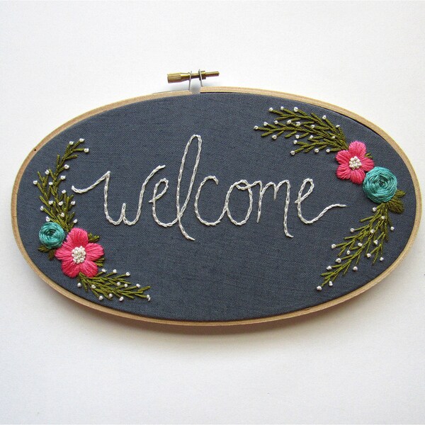 Welcome Embroidery - Etsy