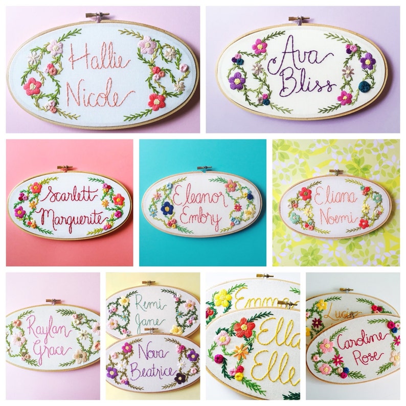 Custom Baby Name Embroidery Hoop. Floral Nursery Decor. Baby - Etsy