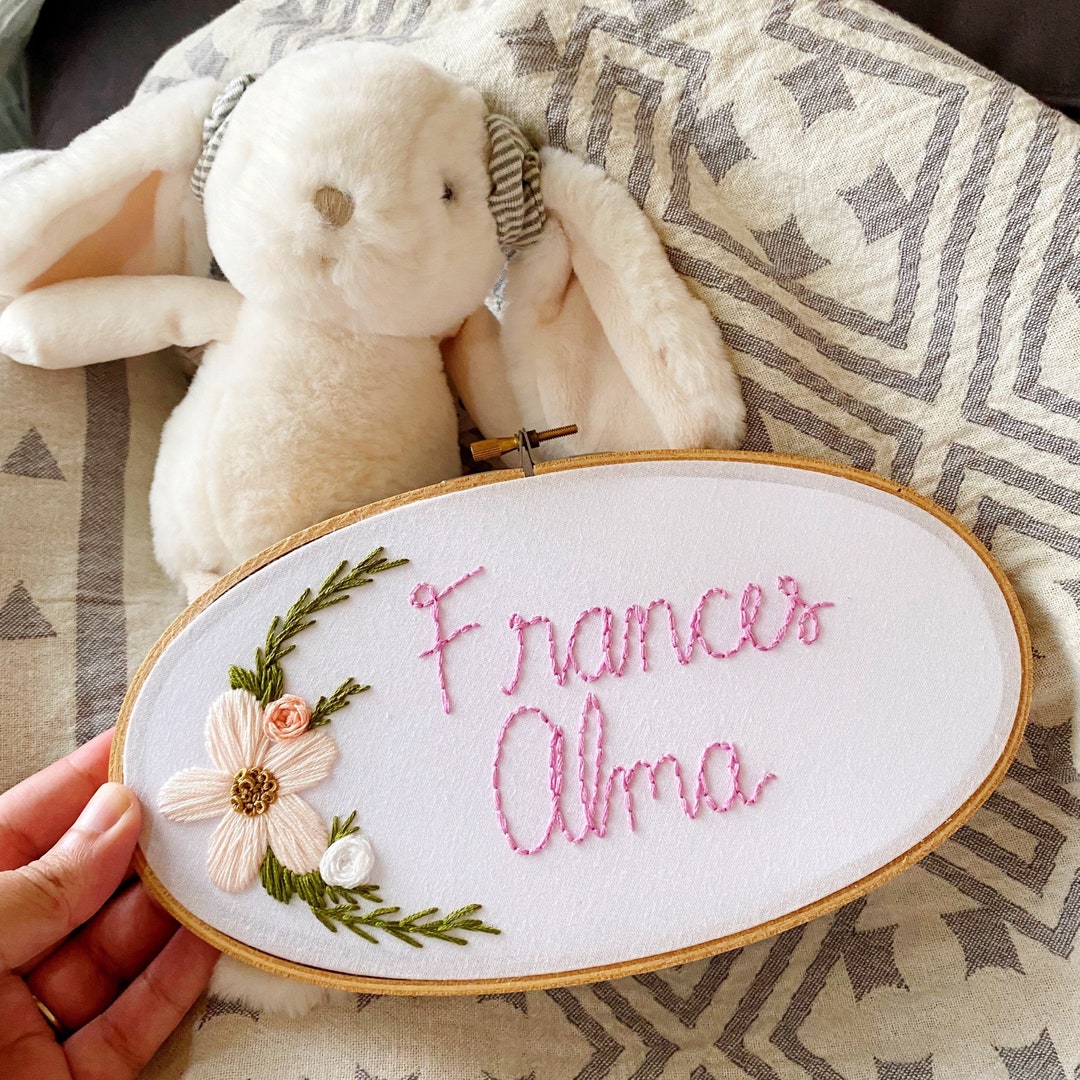 Personalized Baby Name Sign, Nursery Art, Floral Nursery Decor, First ...