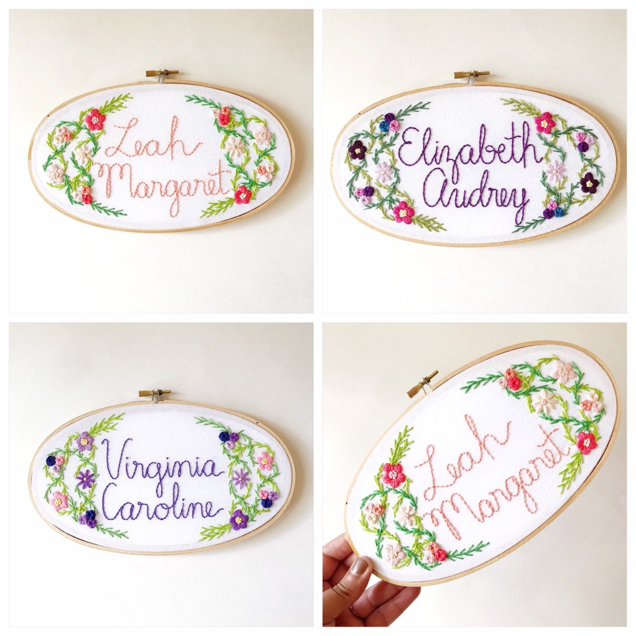 Custom Baby Name Embroidery Hoop. Floral Nursery Decor. Baby | Etsy